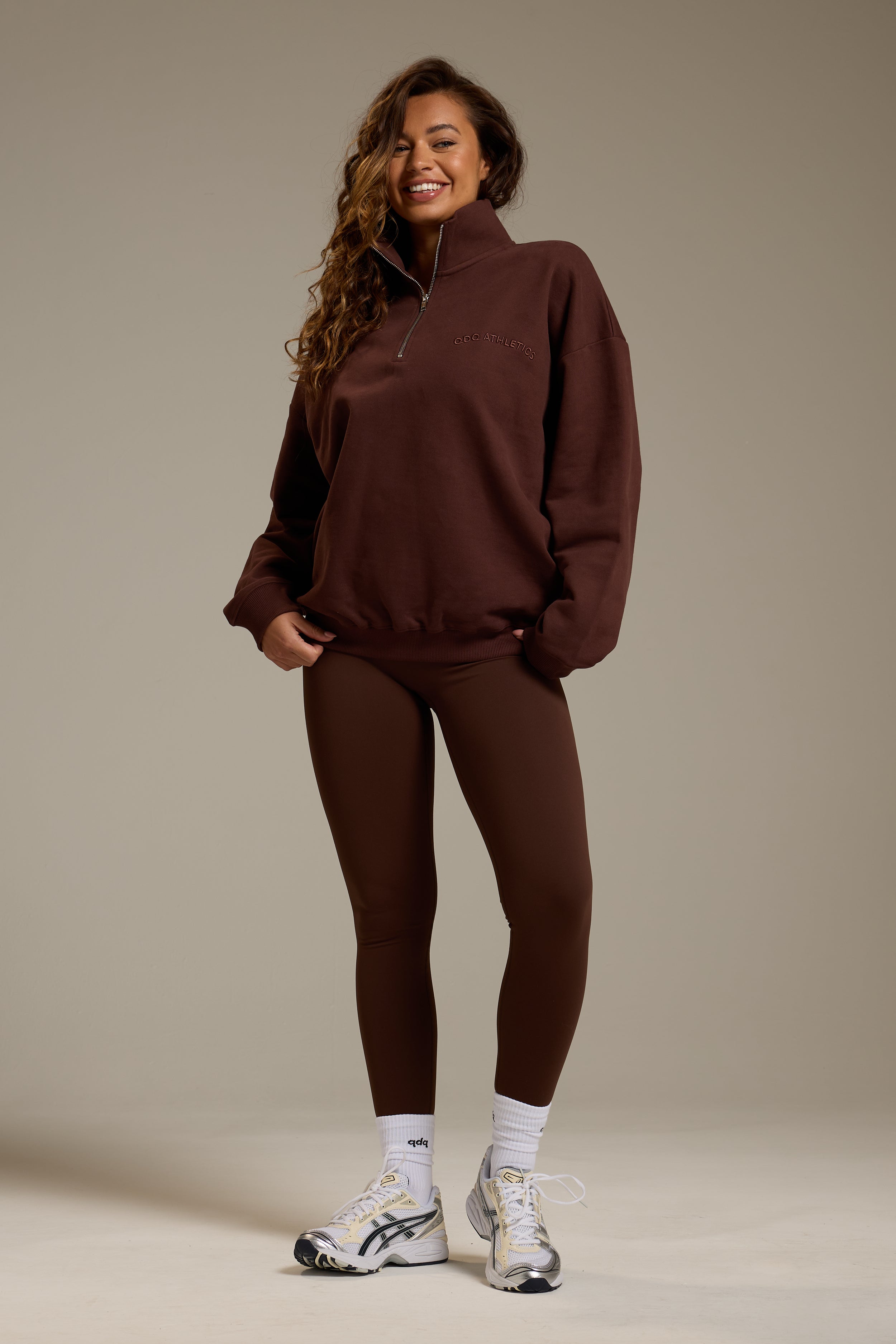 Oversized Athletic Half Zip - Espresso – QDQ Club