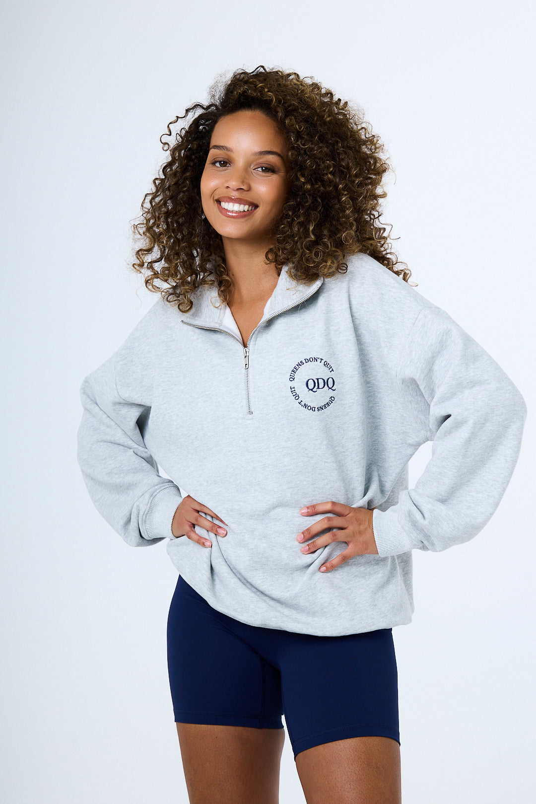 Oversized Half Zip - Grey Melange – QDQ Club